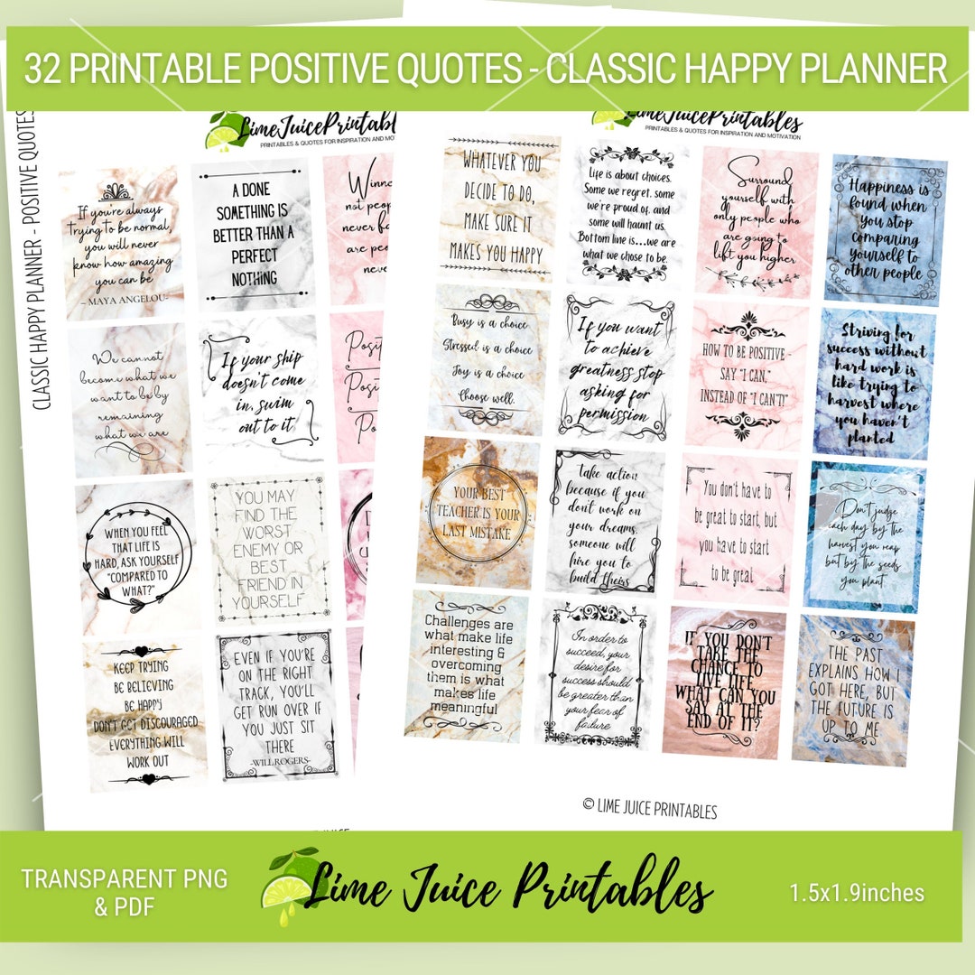 Motivational Planner Quotes: Classic Happy Planner Quote Stickers (PNG ...