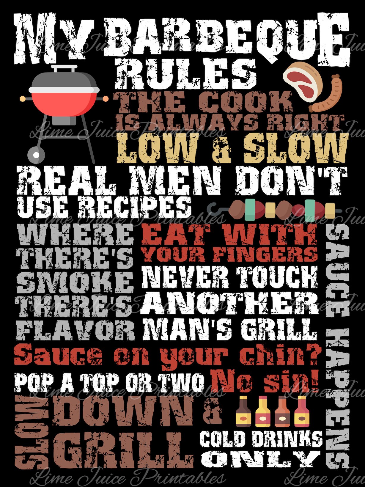 BBQ RULES Sign,bbq Rules Printable Sign for Men, Barbeque Rules ...