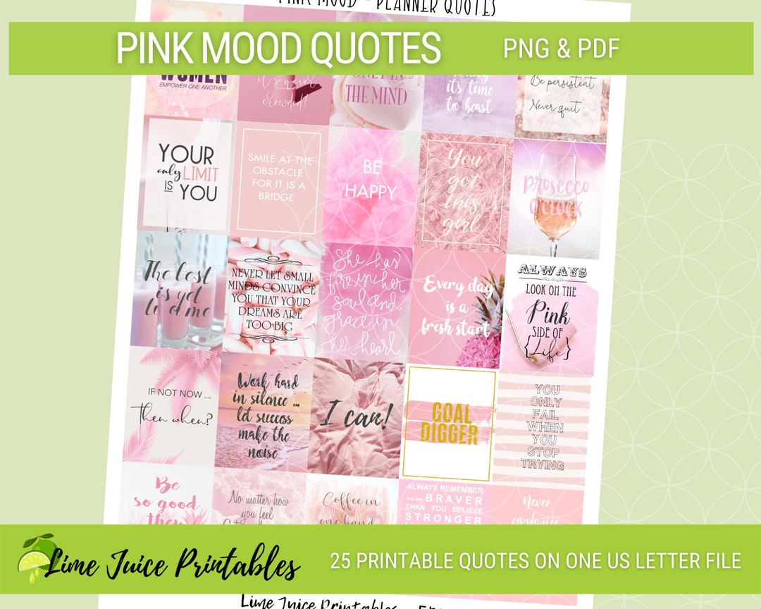 PINK MOOD PLANNER Quotes|printable Pink Quotes |printable Planner ...