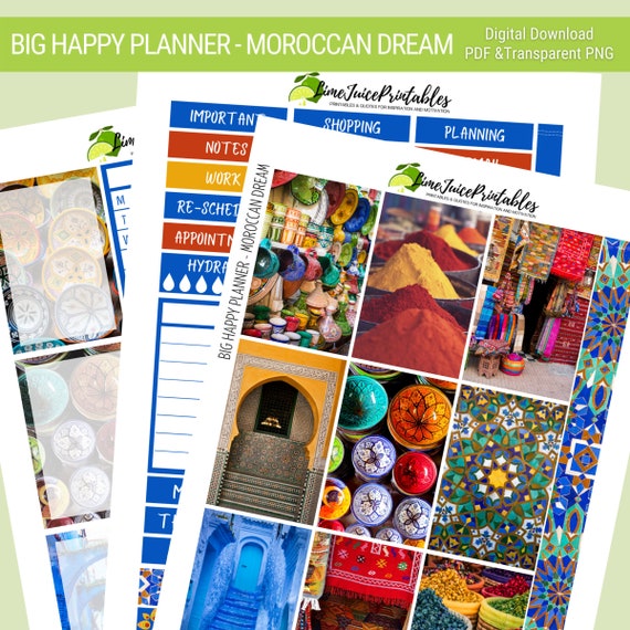Moroccan Dream Big Happy Planner Printable Stickers Week - Etsy