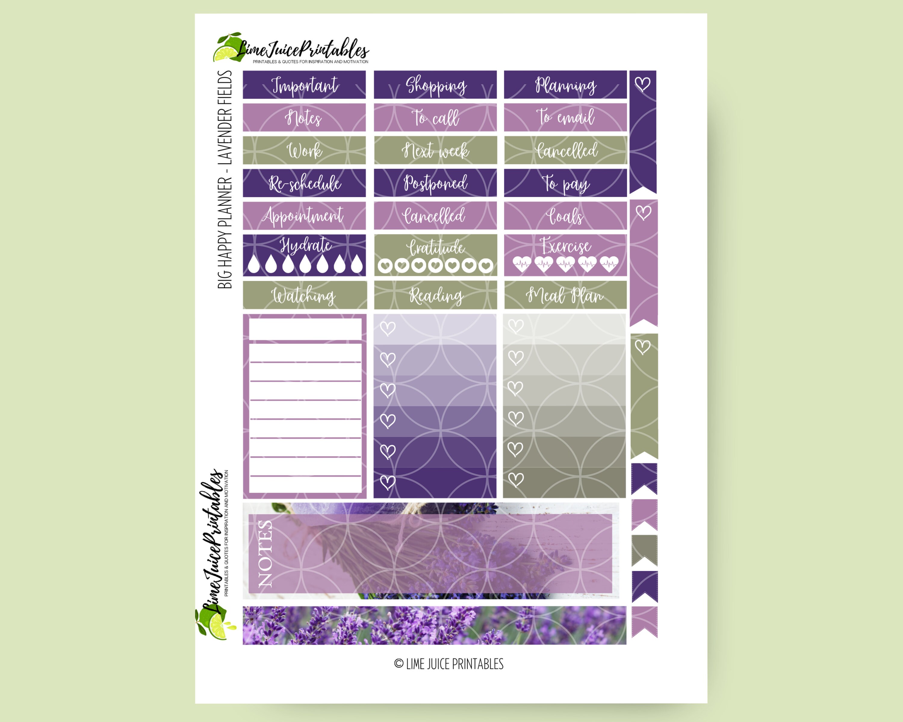 Printable Big Happy Planner Stickers |week Kit|floral Stickers ...