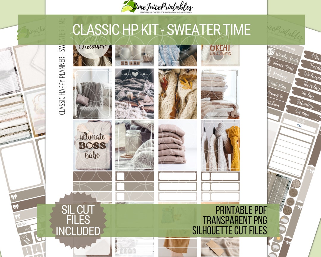 SWEATER TIME Planner Stickers, Printable Planner Stickers, Classic ...