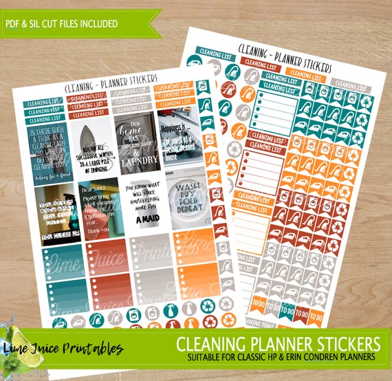 Printable CLEANING STICKERS & QUOTES for Planners Weekly - Etsy