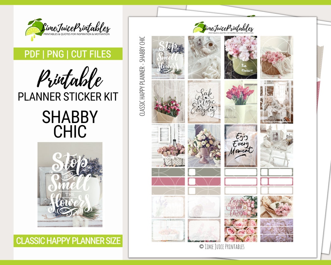 Vintage Bloom: Shabby Chic Floral Planner Stickers for Classic Happy ...