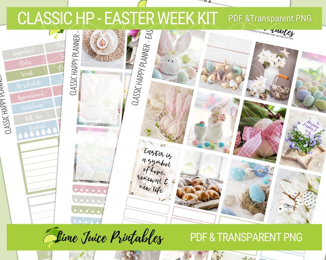 Easter Bunny Planner Stickers: Classic HP Kit (PDF & PNG) - Etsy