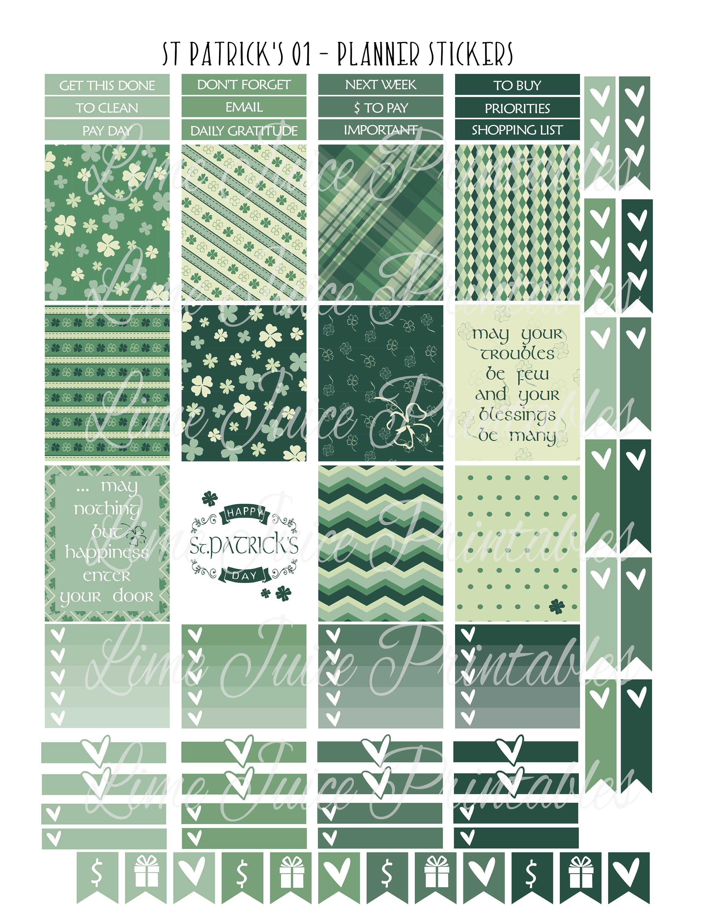 ST PATRICK'S DAY | Printable Planner Sticker | March Printable Sticker ...