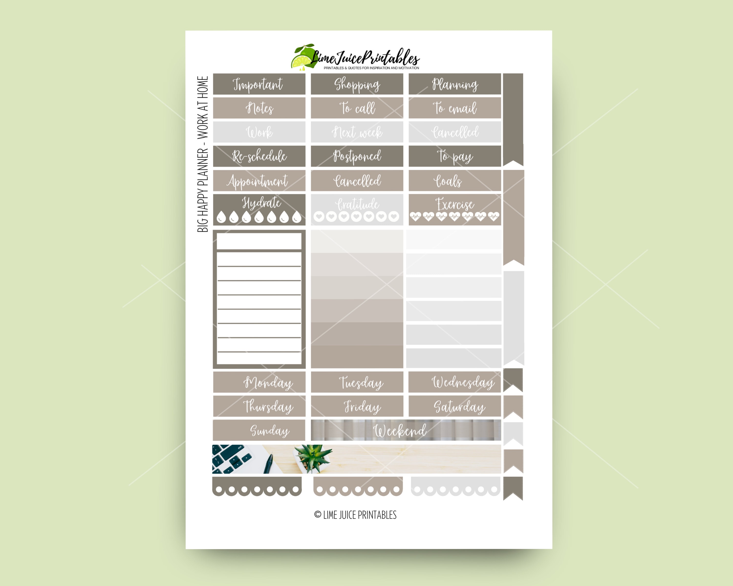 WORK at HOME Week Sticker Kit, Printable Stickers, Working From Home ...