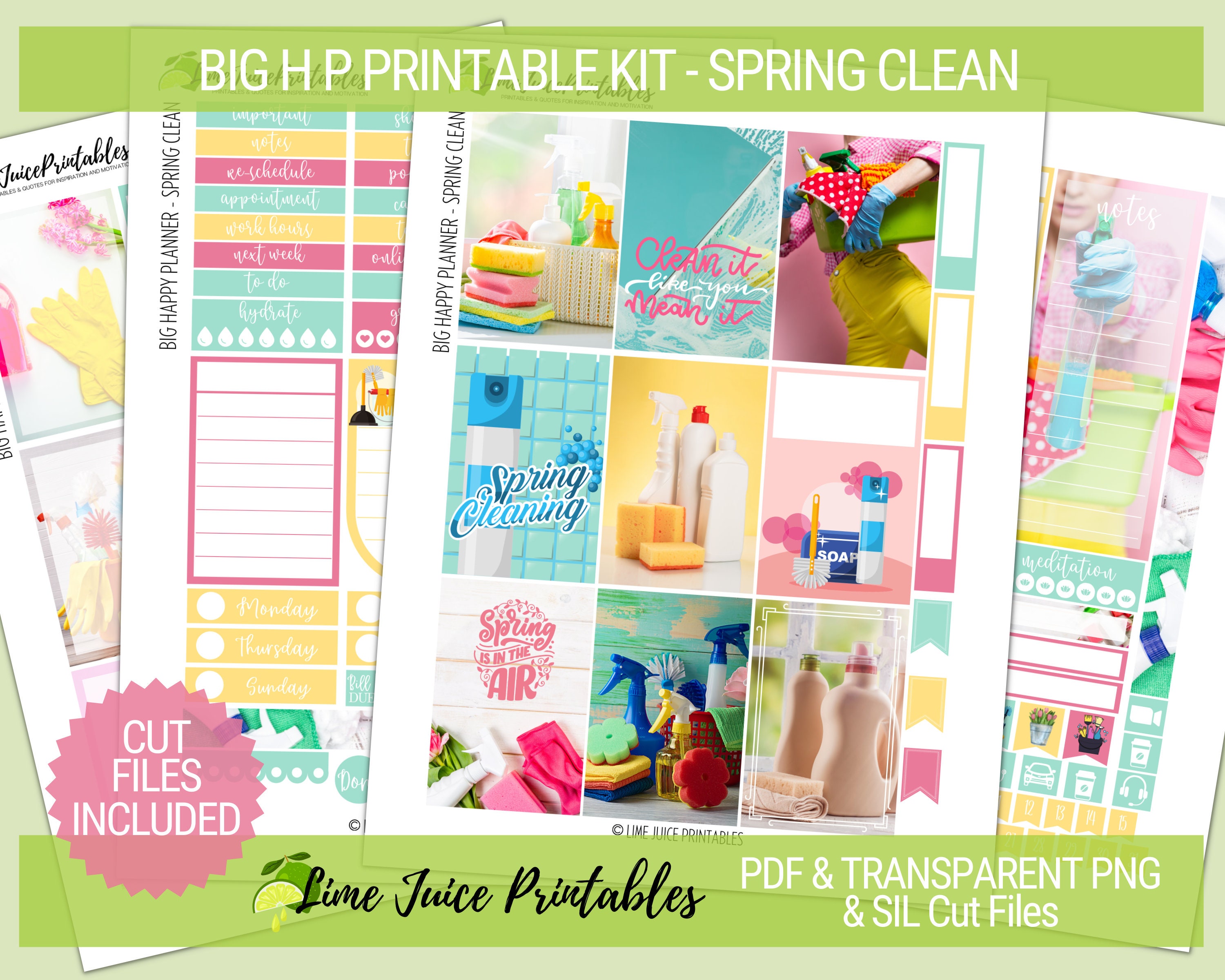 SPRING CLEAN Clean and Organize: Printable Big Happy Planner - Etsy