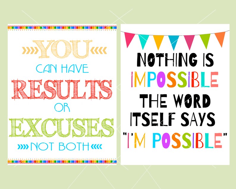 Kids Motivational Quotes Print Set: Classroom Decor (digital Download ...