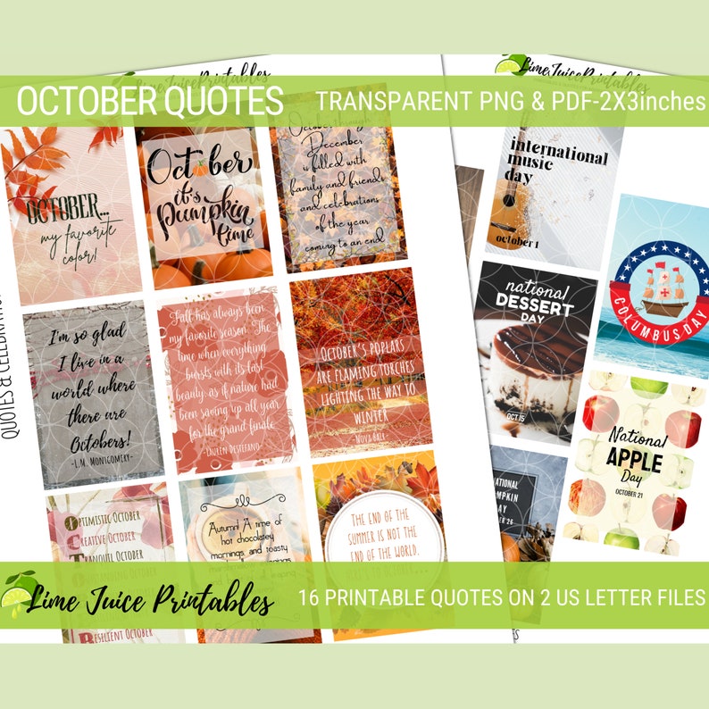 October Planner Quotes: Fall Celebrations, Transparent PNG (digital ...