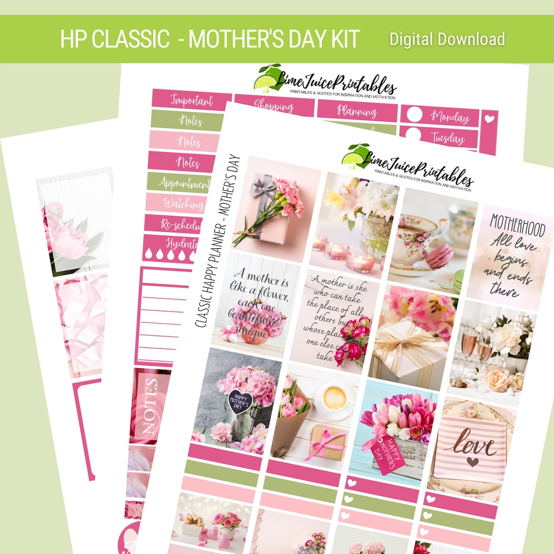 A Mother's Love: Classic Happy Planner Sticker Kit for Mother's Day ...