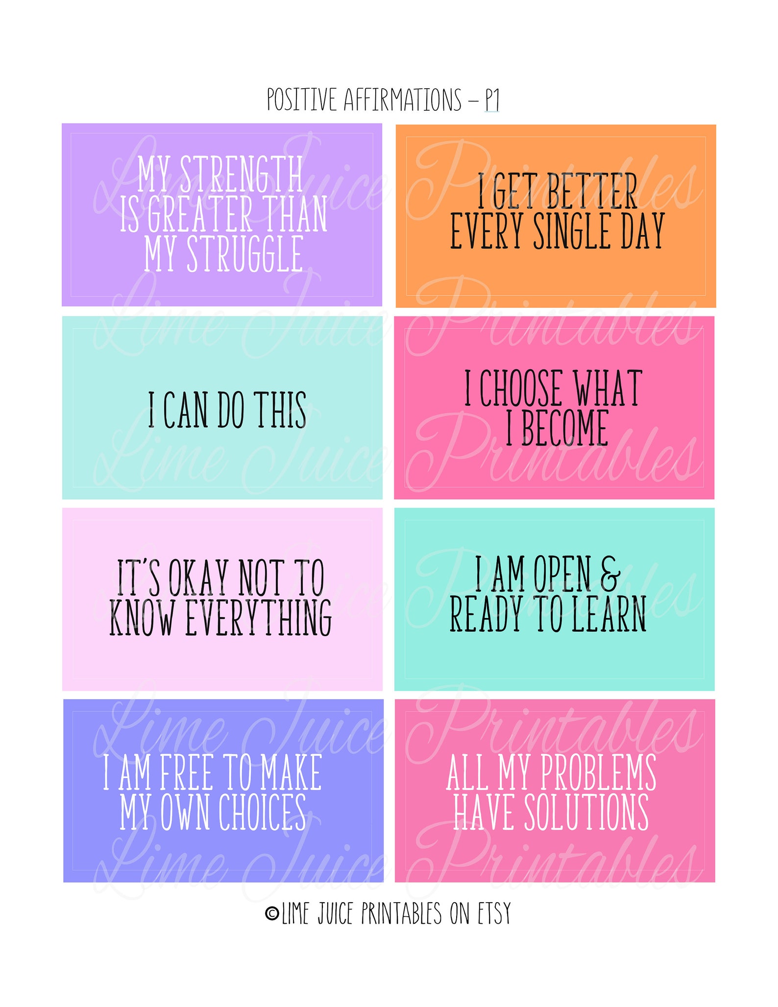PRINTABLE POSITIVE Affirmationsdigital Quotesdigital - Etsy