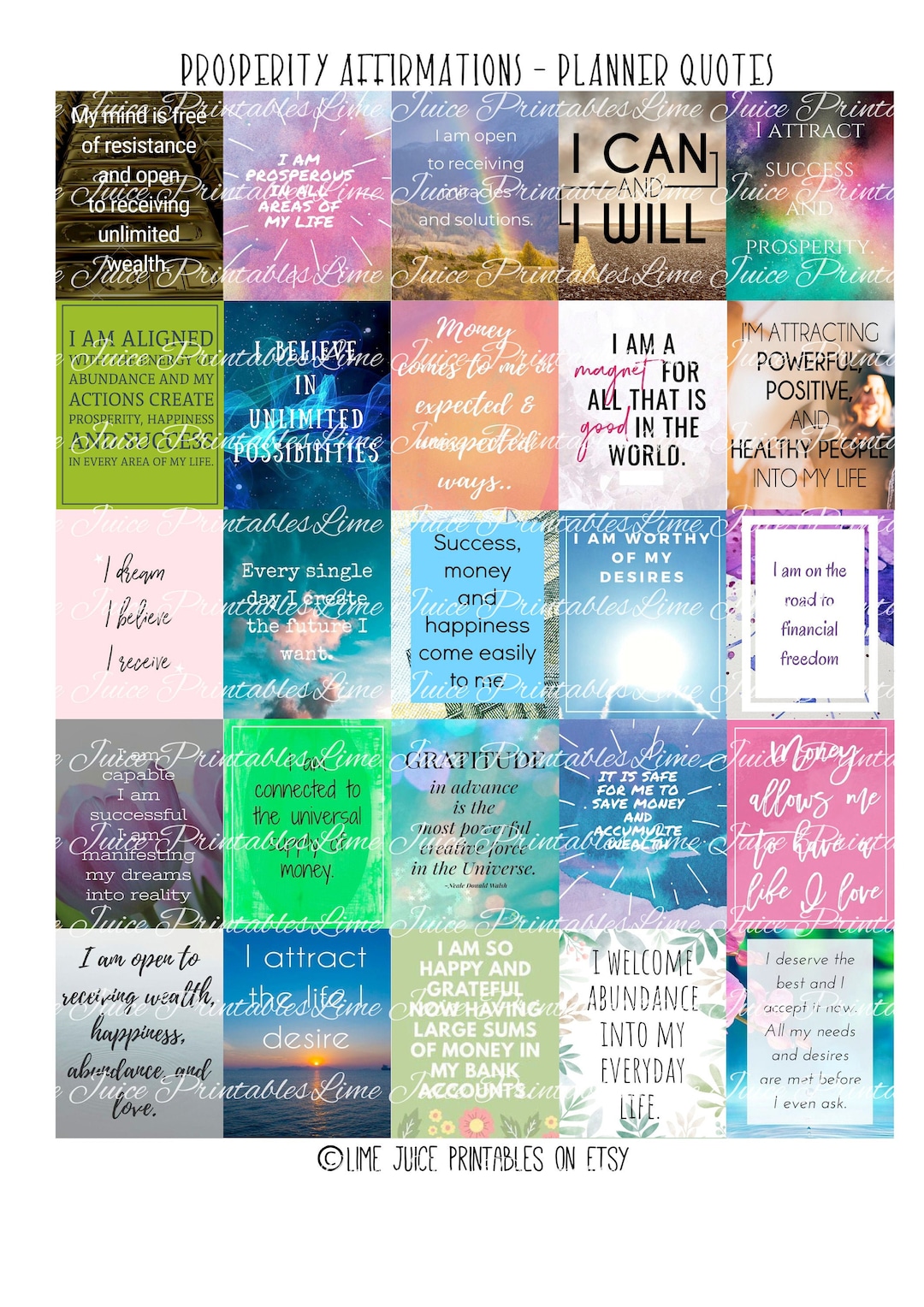 Inspirational Prosperity Affirmation Quotes for Classic Happy Planners ...