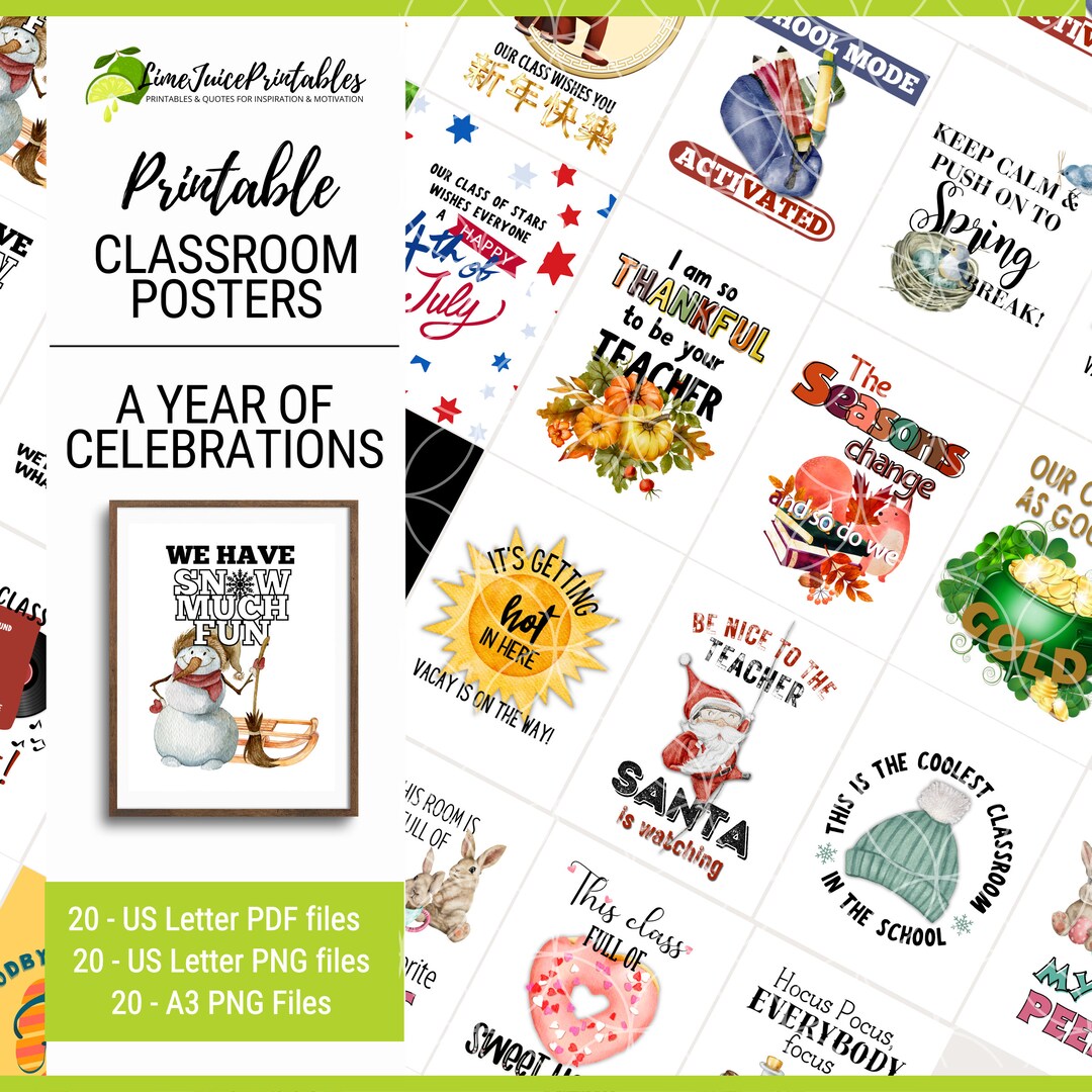 Classroom Posters for Yearly and Monthly Celebrations - Decorate Your ...