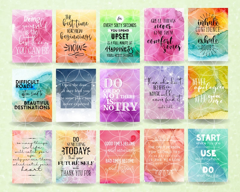 Positive Watercolor Quotes Bundle | 20 Printables | Wall Art ...