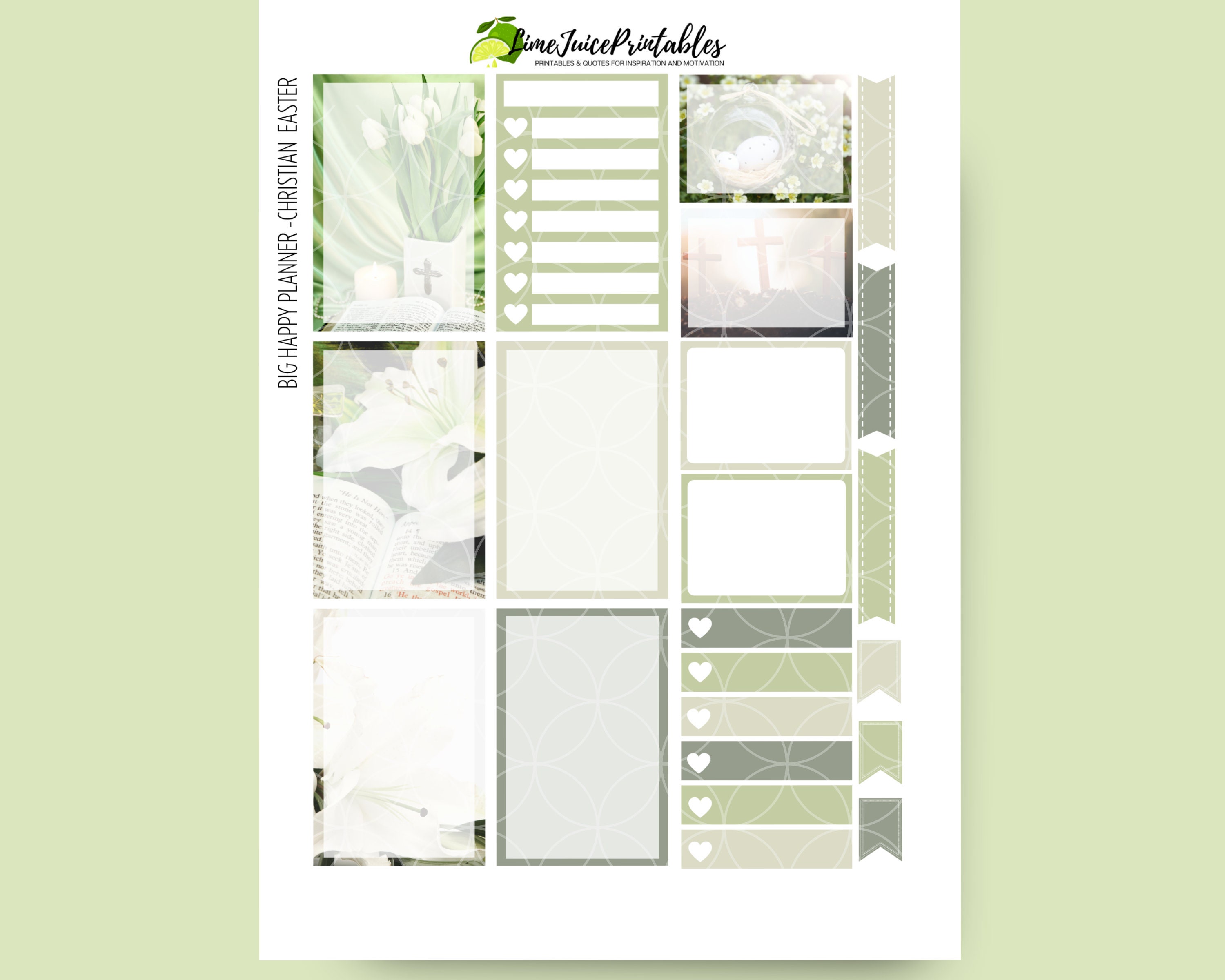Christian Easter Planner Stickers Kit: Big Happy Planner (printable PDF ...