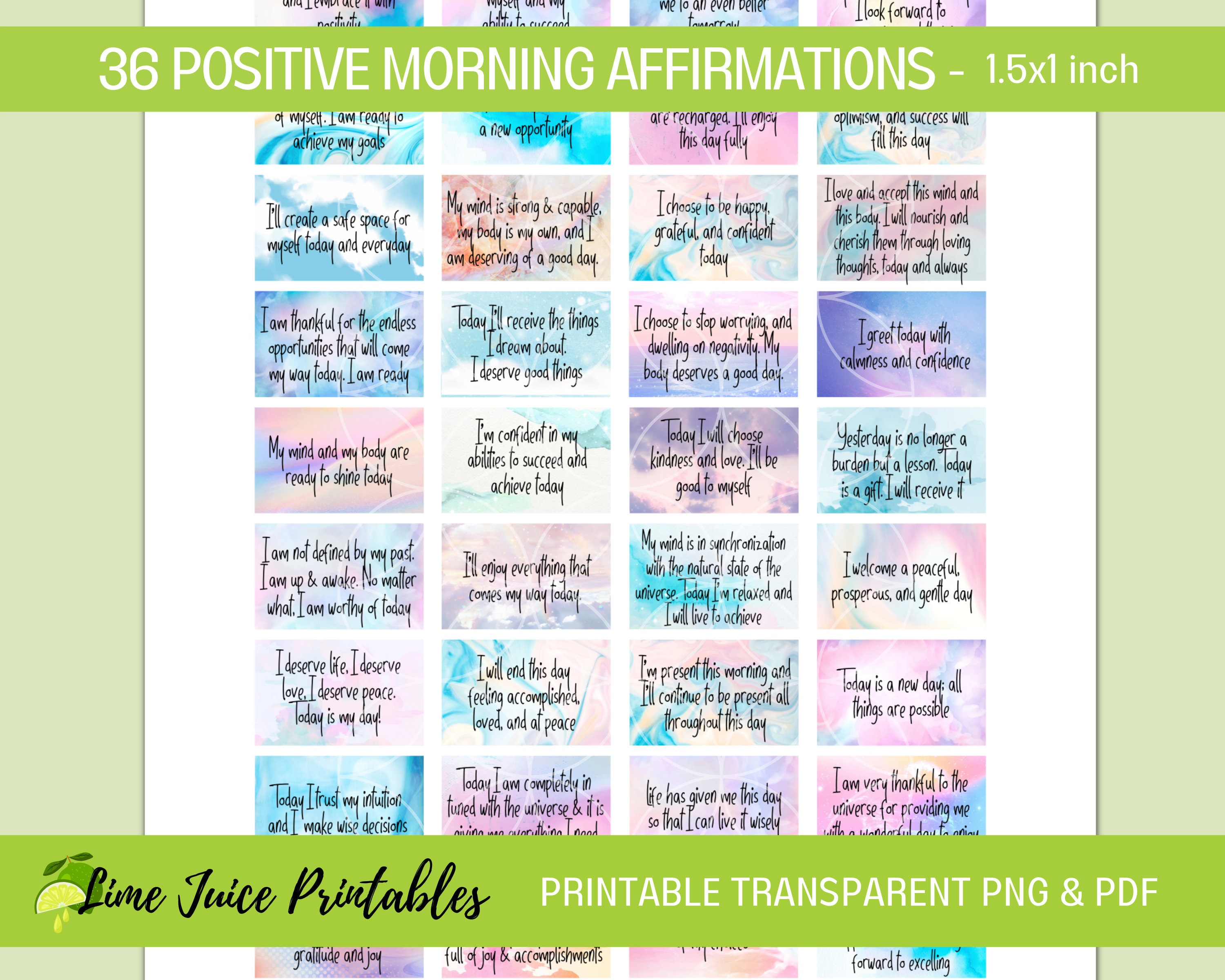 Printable Morning Daily Affirmations Planner Quotes & Inspirational ...