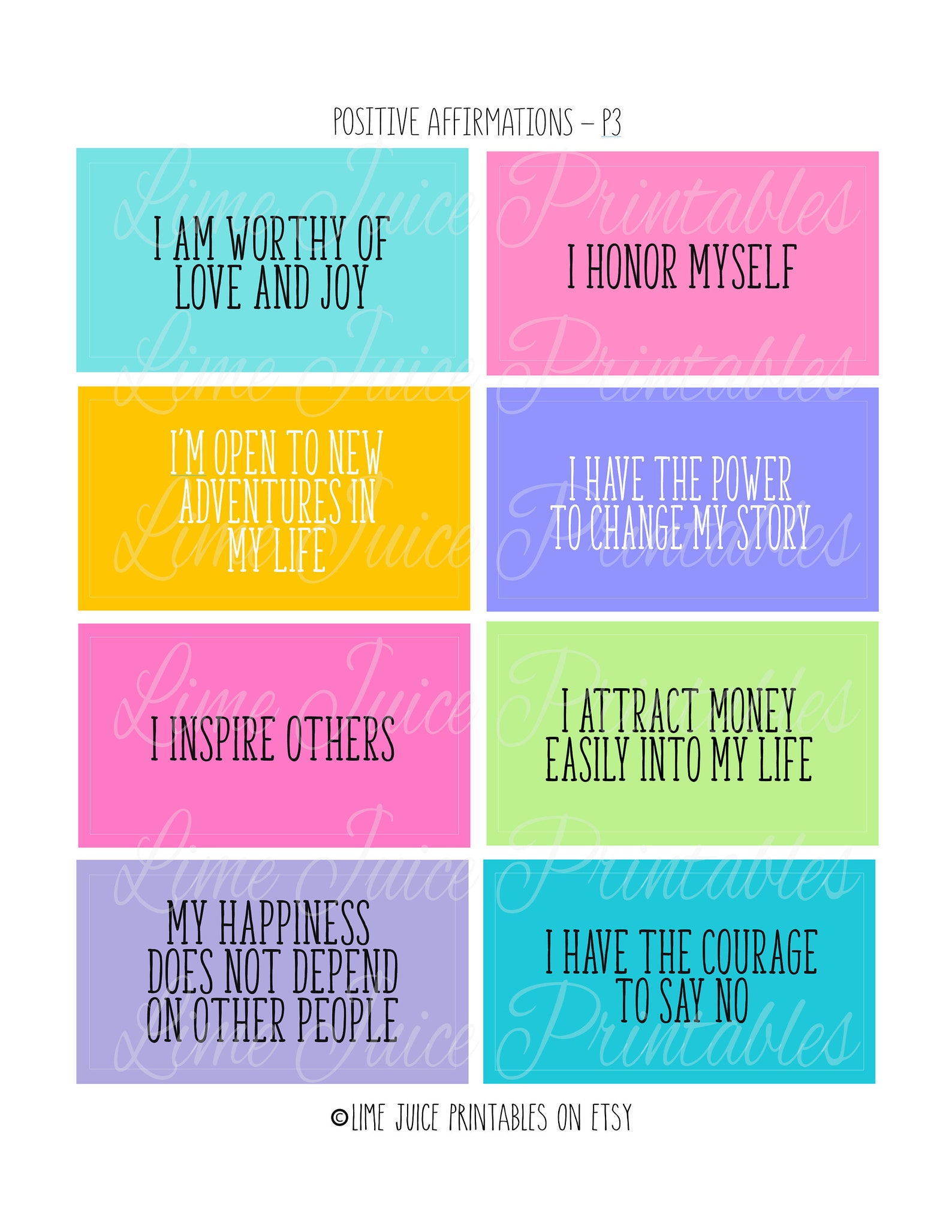 PRINTABLE POSITIVE Affirmationsdigital Quotesdigital - Etsy