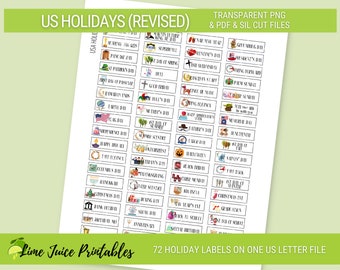 US Holidays Watercolor Planner Stickers SMALL - Etsy
