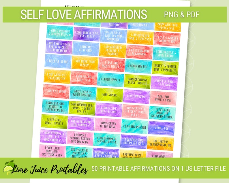 50 SELF LOVE Affirmations-printable, Motivation Quotes, Digital ...