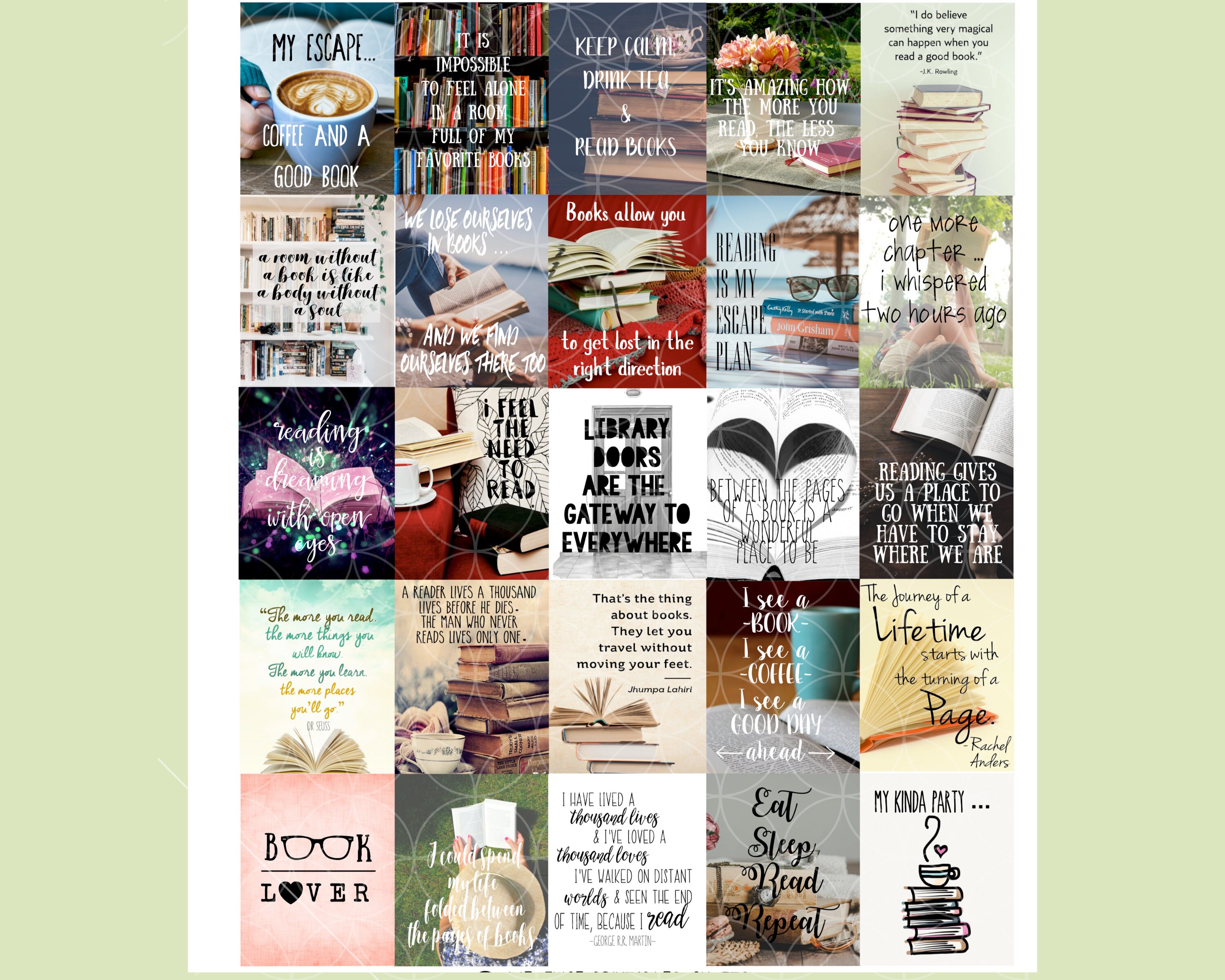 Printable BOOKS-READING Quotes|planner Quotes|reading Quote Stickers ...
