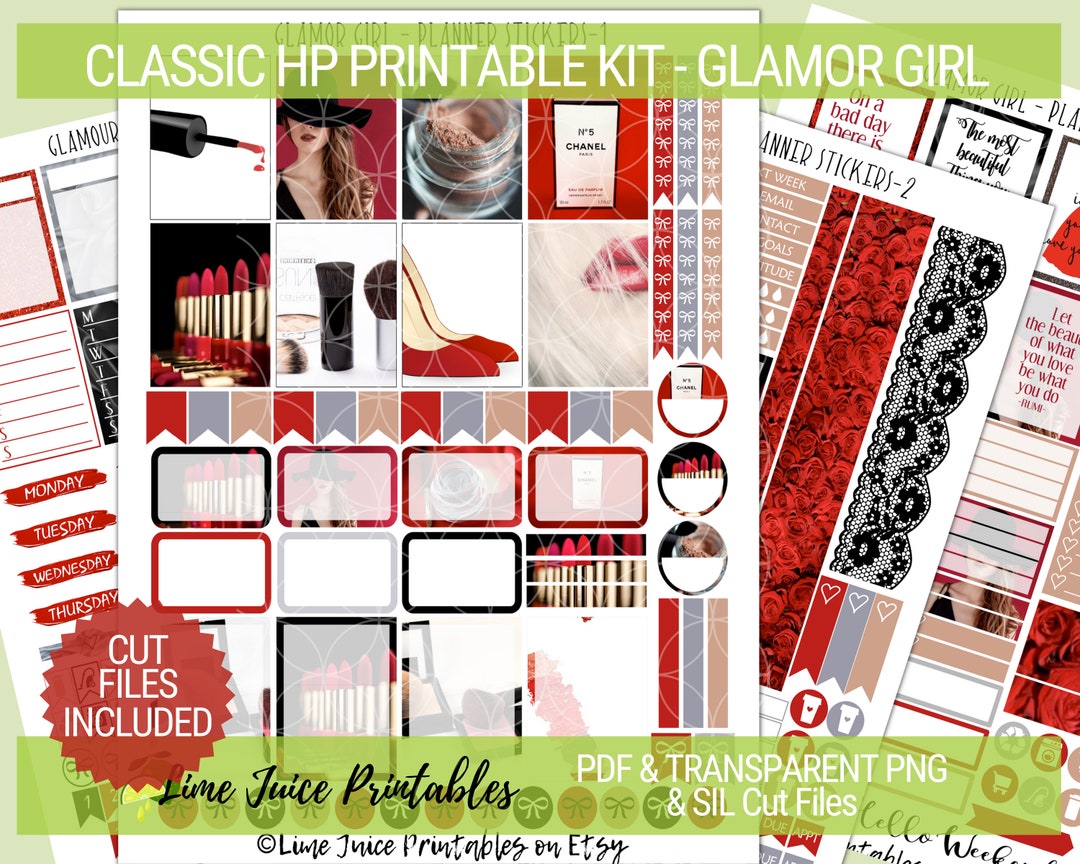 Glamour Girl Planner Stickers: Printable Weekly Kit (SIL Files) - Etsy