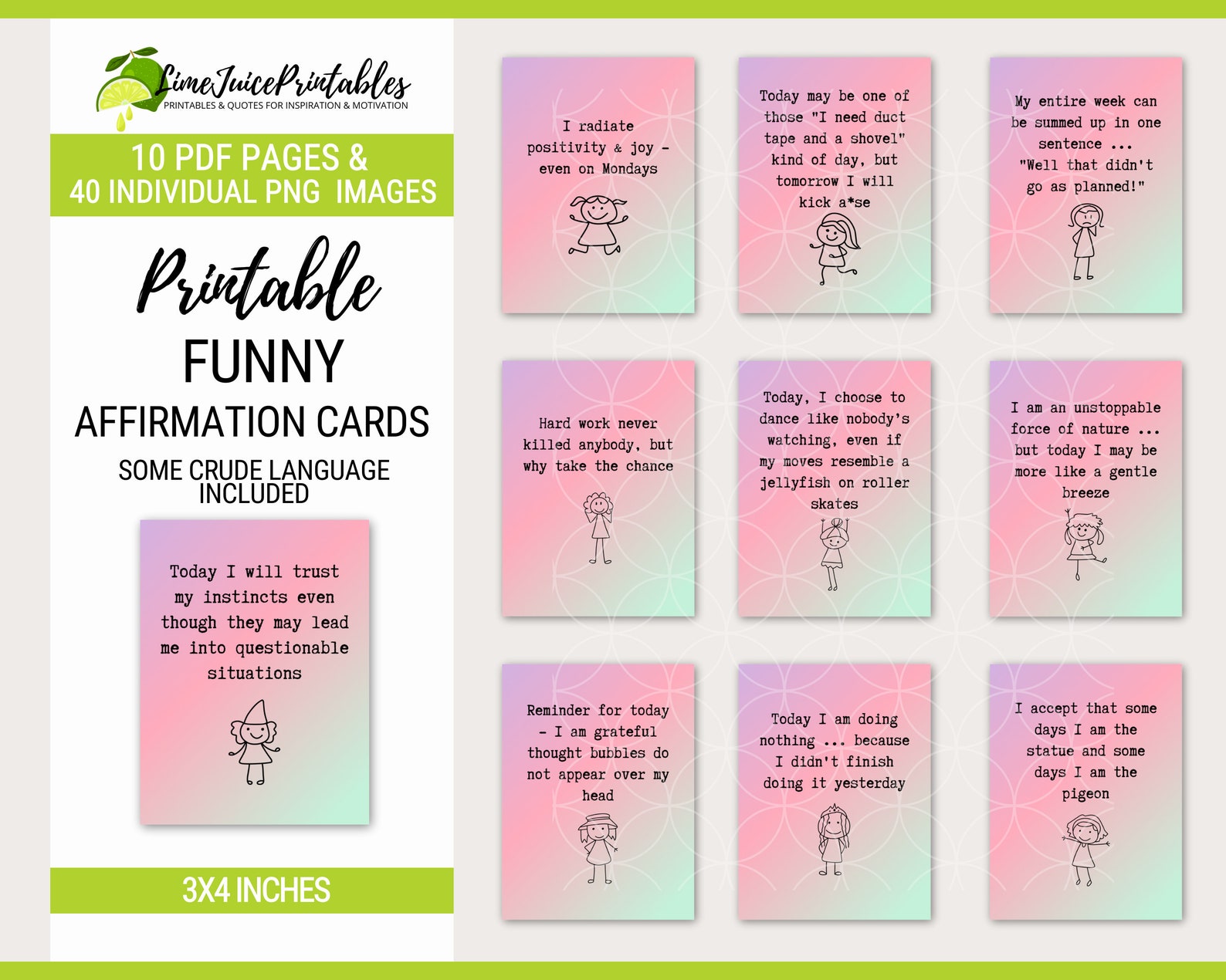 Printable Affirmation Cards With a Hint of Badass, Funny Affirmations ...