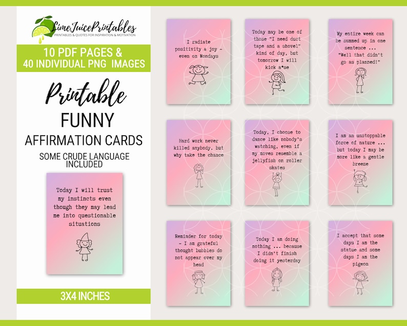Printable Affirmation Cards With a Hint of Badass, Funny Affirmations ...