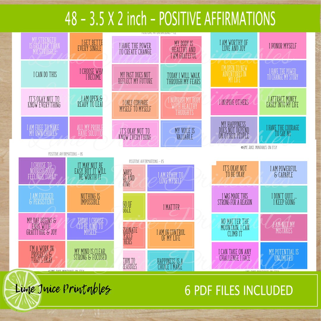 PRINTABLE POSITIVE Affirmations|digital Quotes|digital Inspirational ...