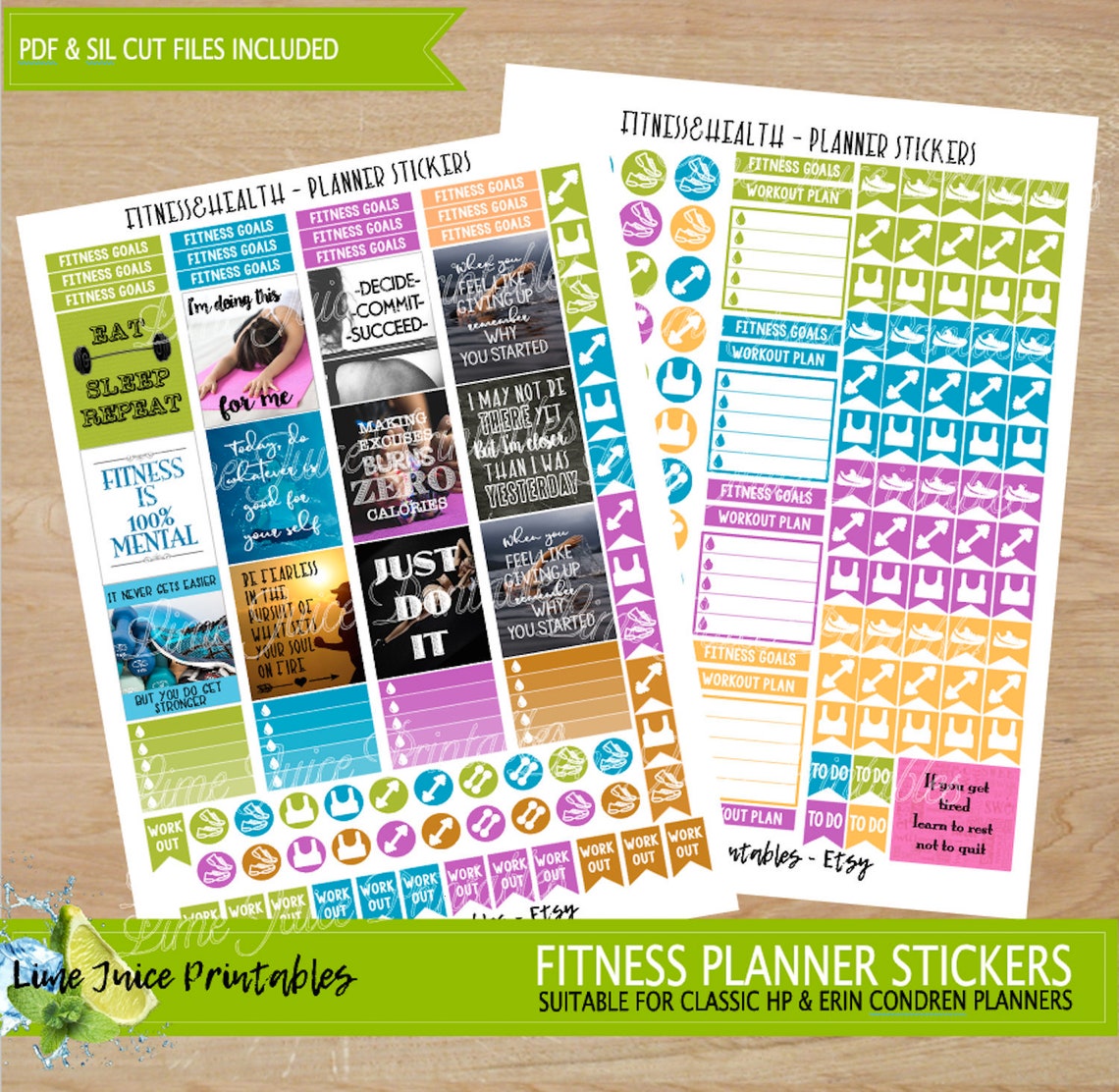 FITNESS-WORKOUT Stickers Printable Planner Stickers Planner Printables ...