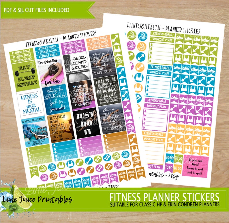 FITNESS-WORKOUT Stickers Printable Planner Stickers Planner | Etsy