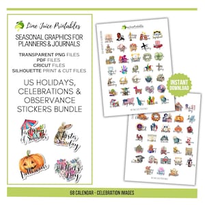 Printable Planner Stickers - Yearly Holidays, Celebrations ...