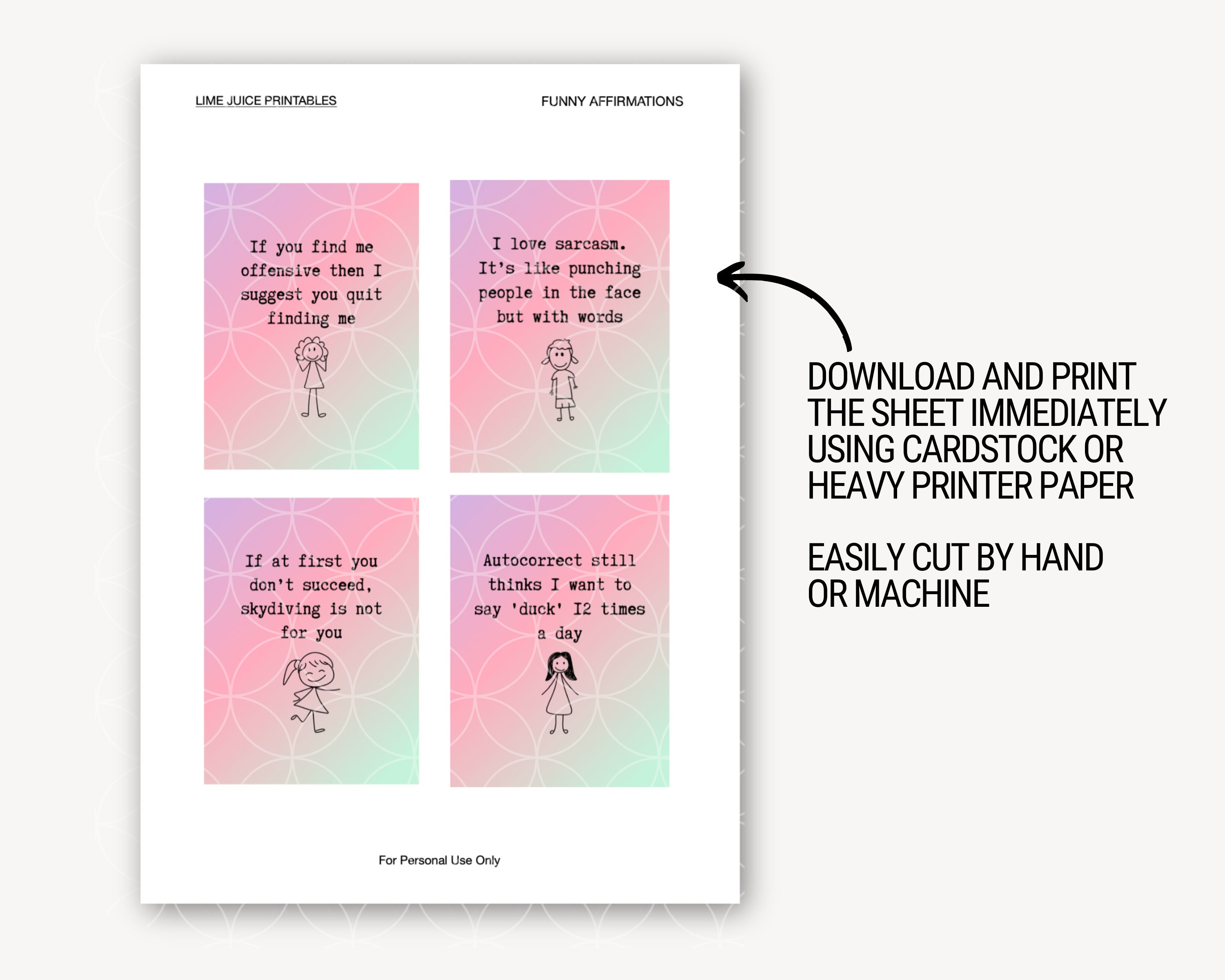 Printable Affirmation Cards With a Hint of Badass, Funny Affirmations ...