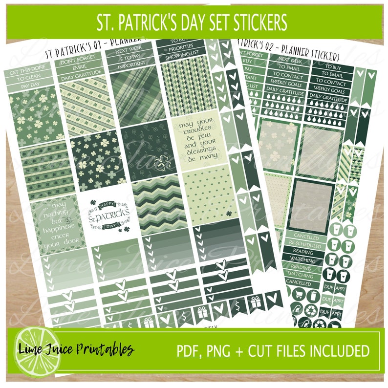 ST PATRICK'S DAY Printable Planner Sticker March Printable Sticker Kit ...