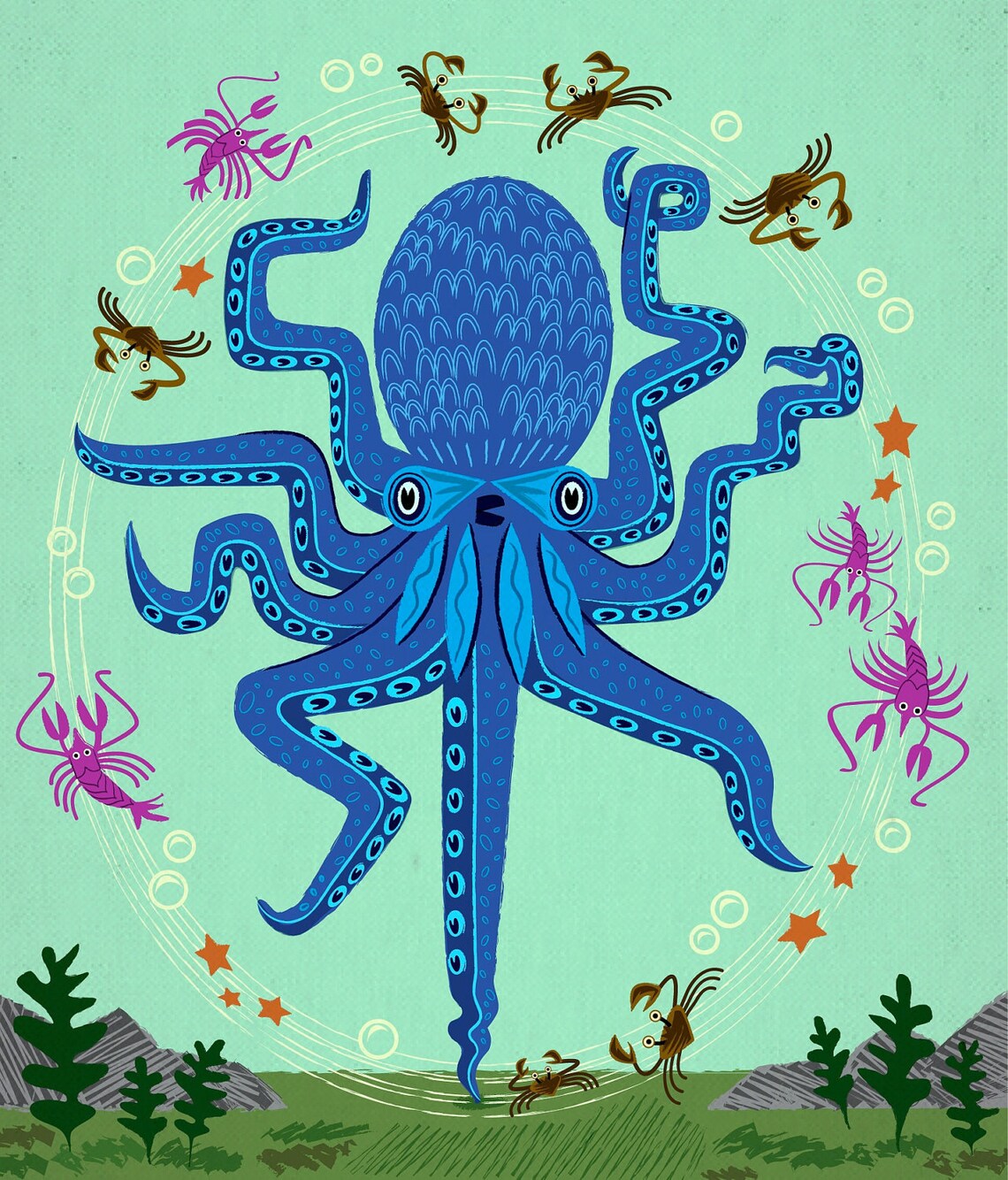 Otto Learns How to Juggle Children's Octopus Animal Art - Etsy
