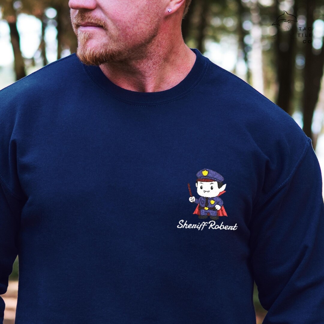 Embroidered Custom Police Halloween Sweatshirt: Dracula, Personalized ...
