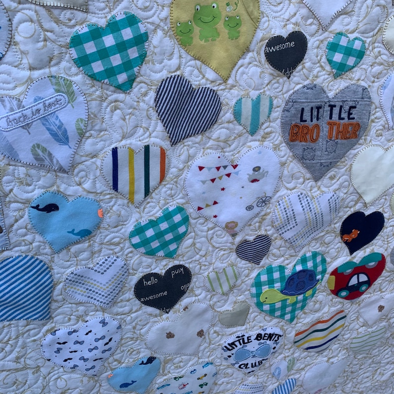 Baby Clothes Quilt Shaped Like a Heart Heart Memory Quilt - Etsy