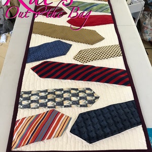 Neck Tie Memory Table Runner | Table Runner Quilt | Memorial Quilt Made ...