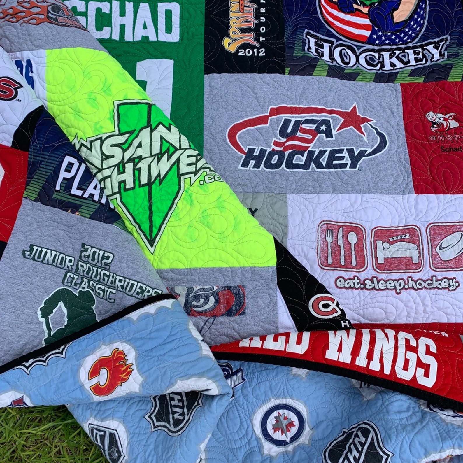 Hockey Quilt Made From Hockey Jerseys and Tshirts Memory | Etsy