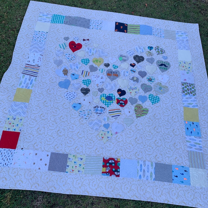 Baby Clothes Quilt Shaped Like a Heart Heart Memory Quilt - Etsy