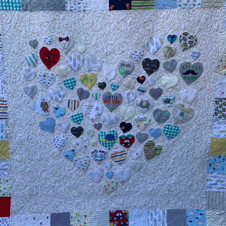 Baby Clothes Quilt Shaped Like a Heart Heart Memory Quilt - Etsy