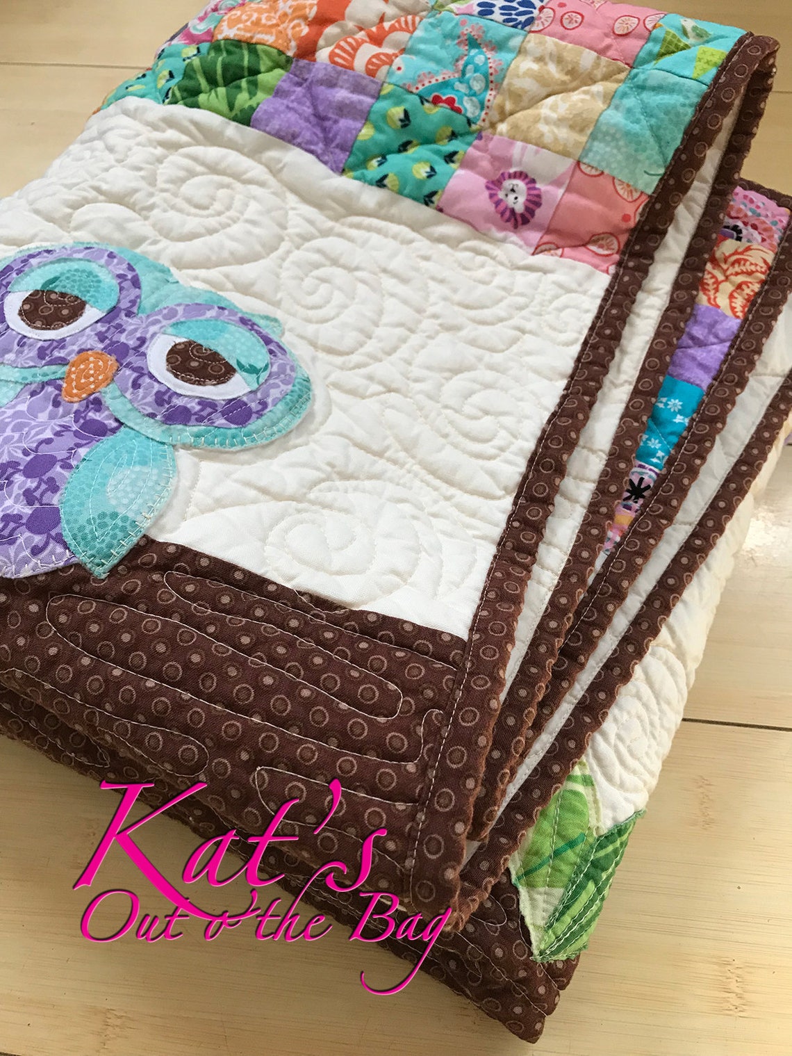 Owl Quilt With Small Patch Work Quilting Owl Baby Blanket - Etsy