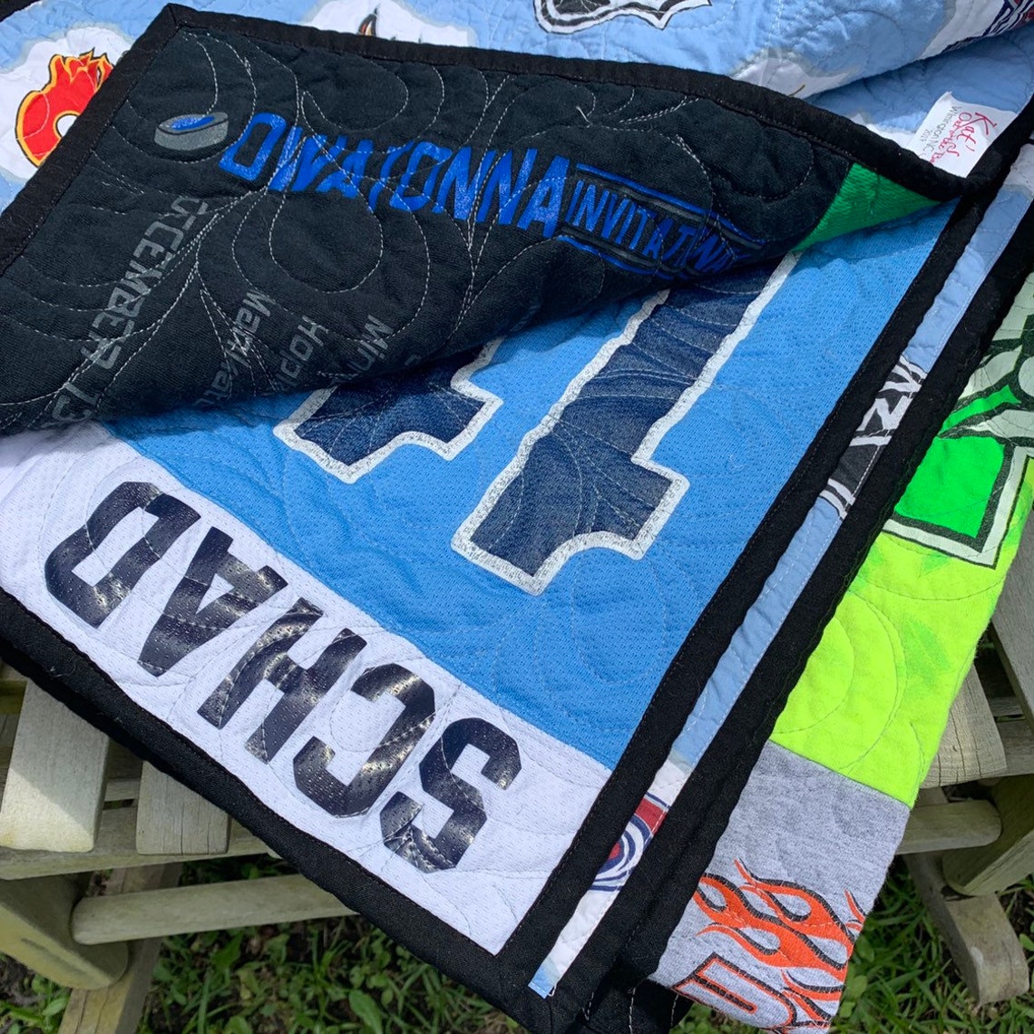 Hockey Quilt Made From Hockey Jerseys and Tshirts Memory | Etsy