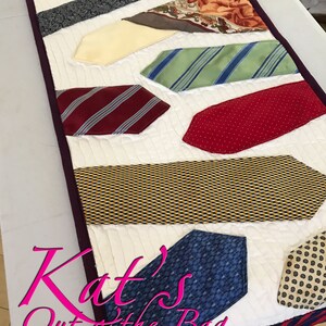Neck Tie Memory Table Runner | Table Runner Quilt | Memorial Quilt Made ...