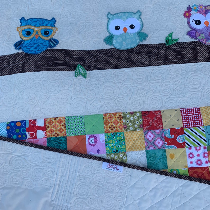 Owl Quilt With Small Patch Work Quilting Owl Baby Blanket - Etsy