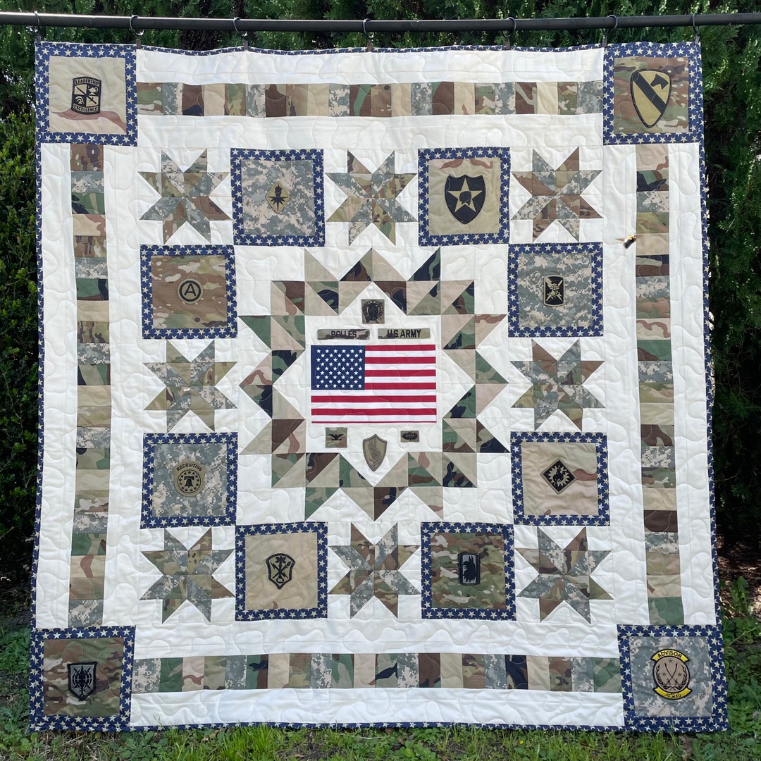 Military Memory Quilt Made From Fatigues or Military Uniforms | Fatigue ...