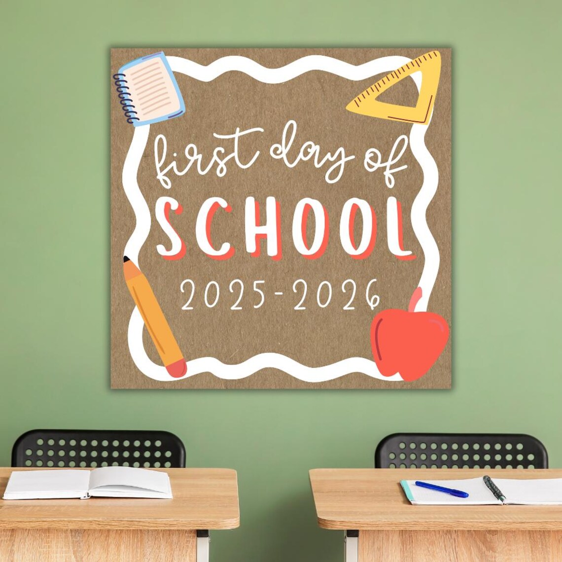 Painted Banner Template | First Day of School Banner | Back to School ...