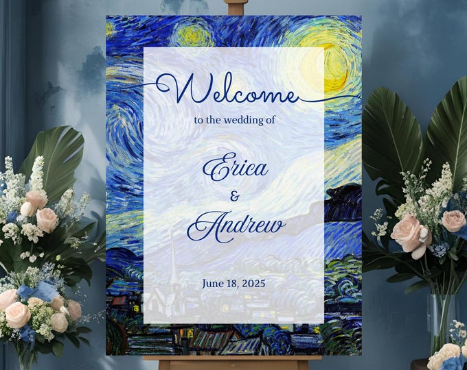 Vincent Van Gogh Starry Night Wedding Welcome Sign Starry Sky Welcome ...