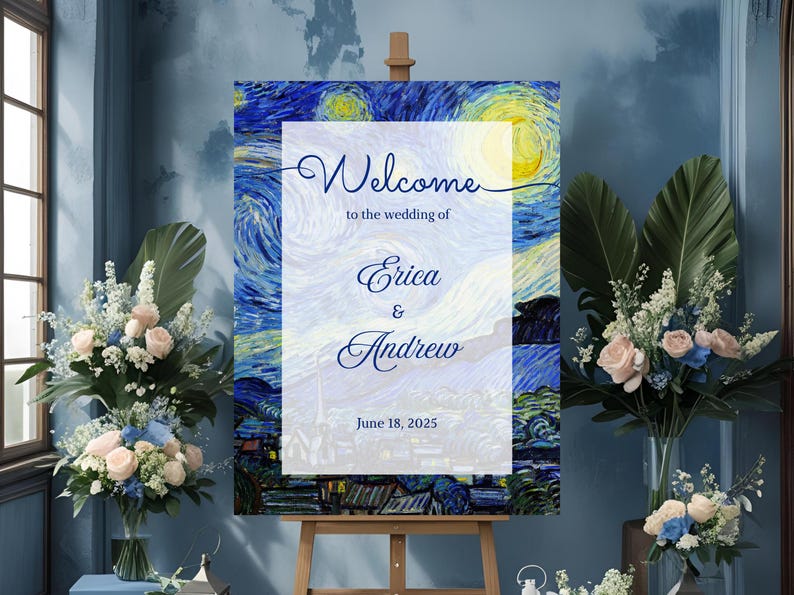 Vincent Van Gogh Starry Night Wedding Welcome Sign Starry Sky Welcome ...