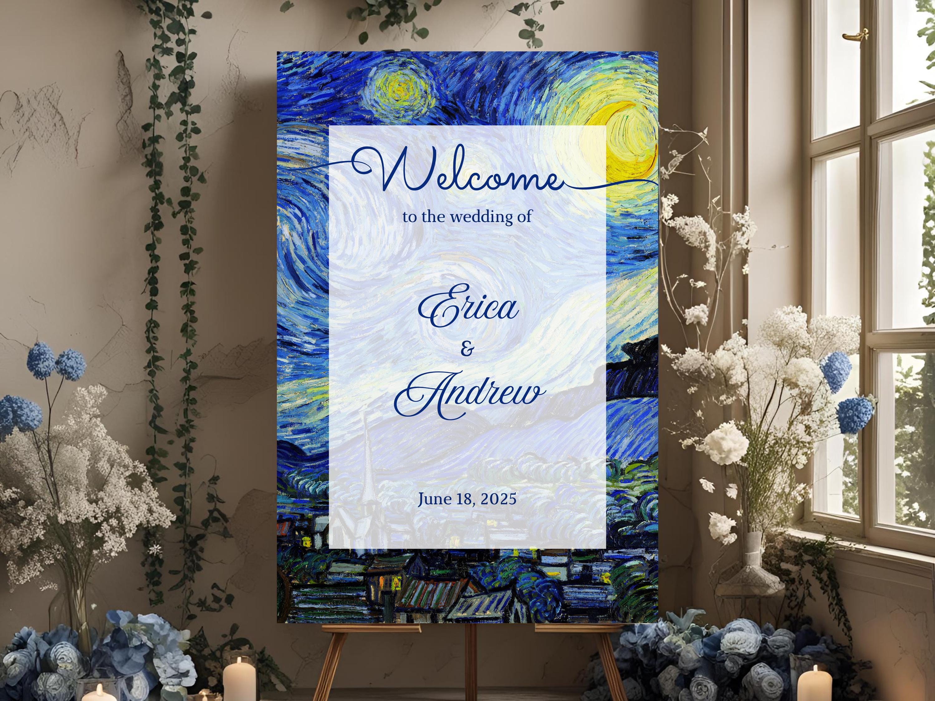 Vincent Van Gogh Starry Night Wedding Welcome Sign Starry Sky Welcome ...